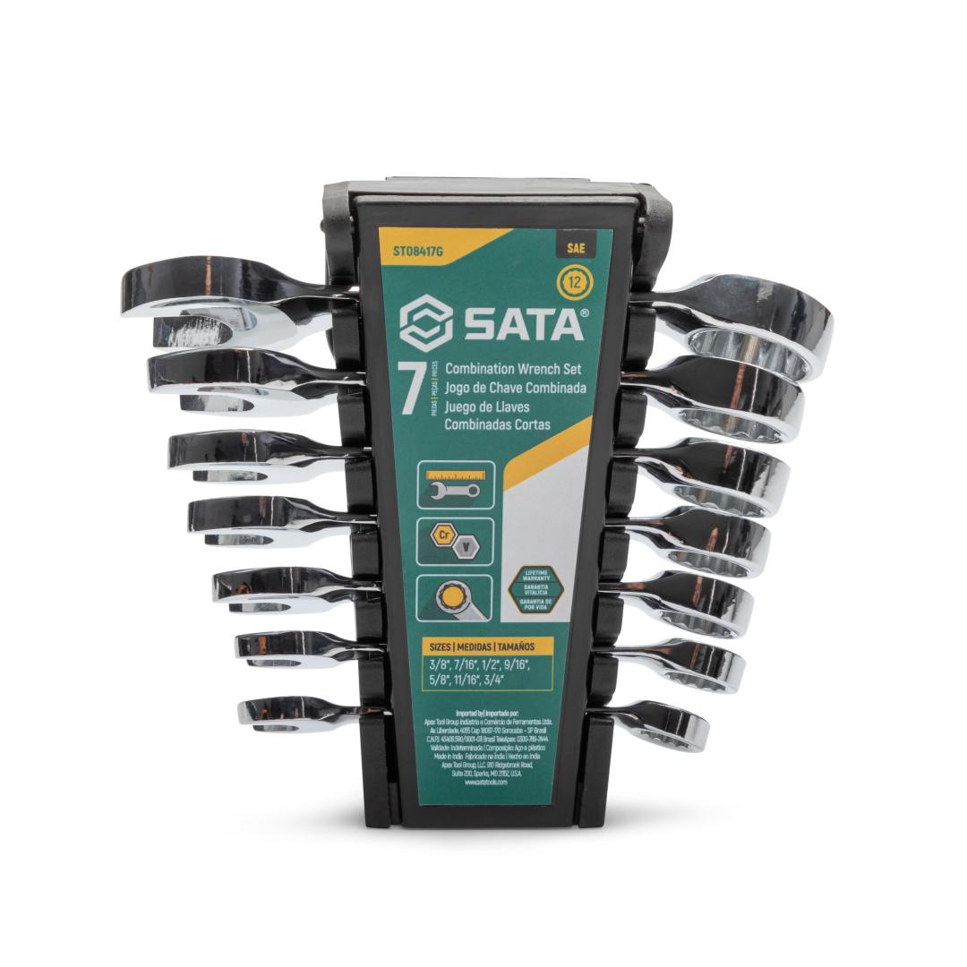 7 Pc. SAE Stubby Combination Wrench Set - SATA