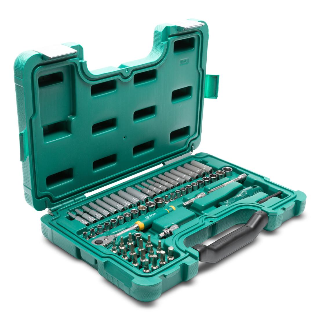 63 Pc 1 4 Drive Sae Andmetric Deep Standard Ratcheting Socket Set Sata