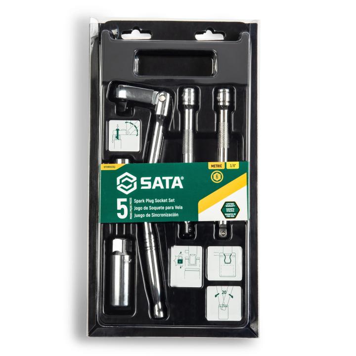 5 Pc 3 8” Drive Metric Spark Plug Socket Set Sata